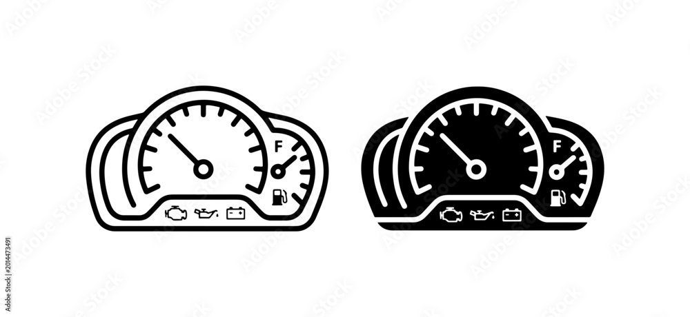 Car Dashboard Icons, Speedometer and Fuel Gauge Vector Set, Vehicle ...