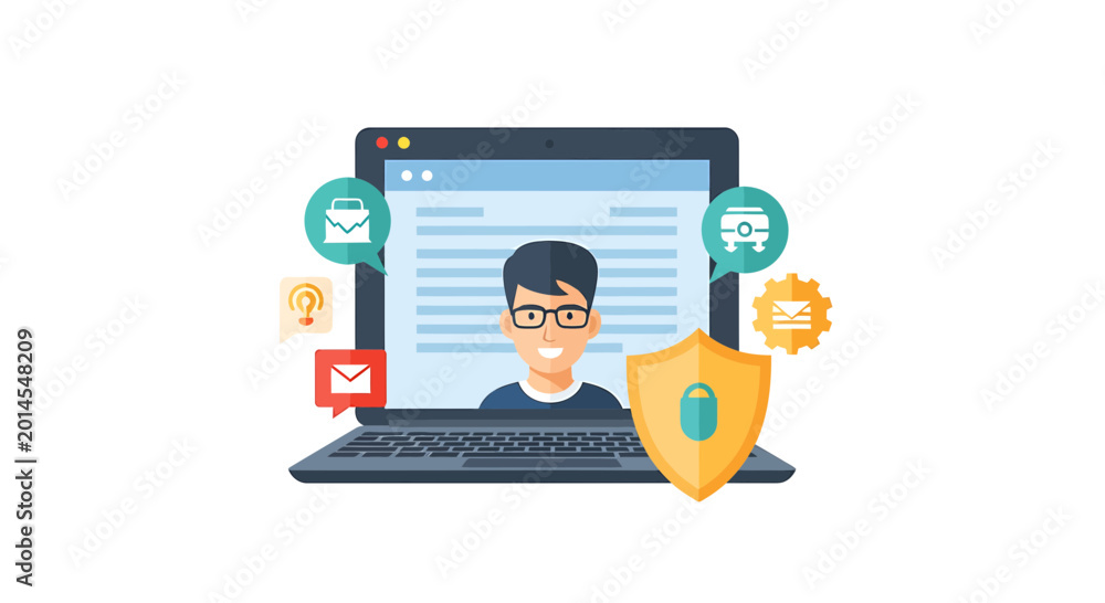 Online personal data protection and cyber security concept on laptop の ...