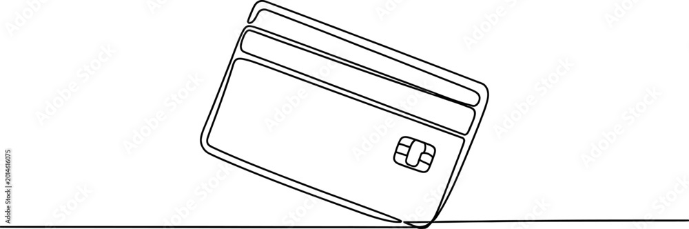 Continuous single line drawing of a generic credit card for digital ...