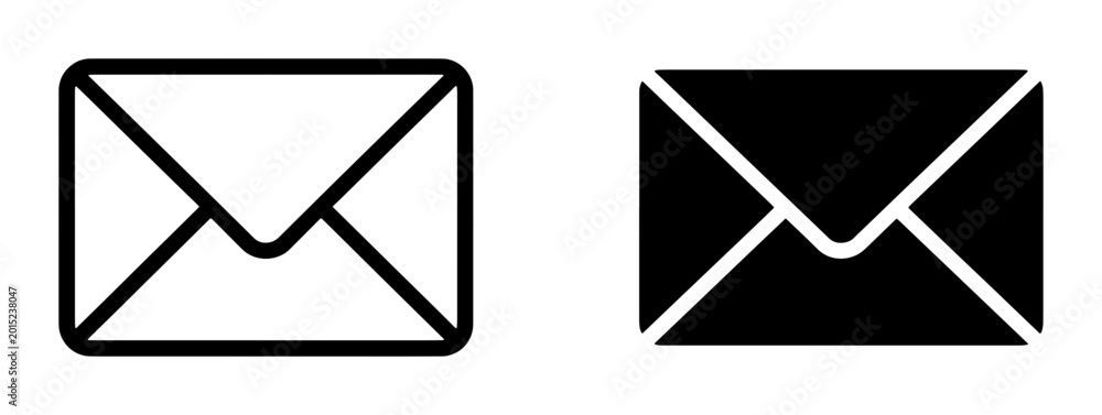 Email Icons: Outline and Solid Black Envelope Symbols for Communication ...