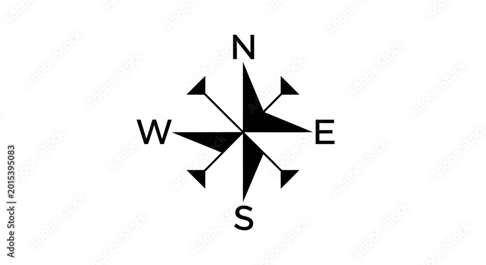 Classic Compass Rose Navigation Symbol with North South East West ...