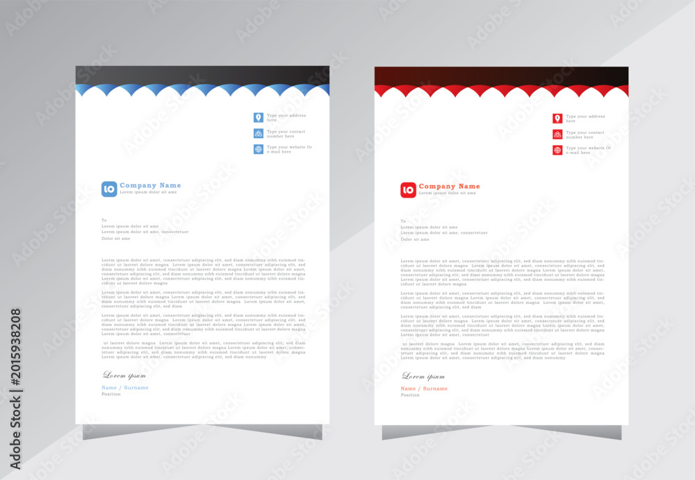 Modern creative clean business letterhead design template with blue and ...