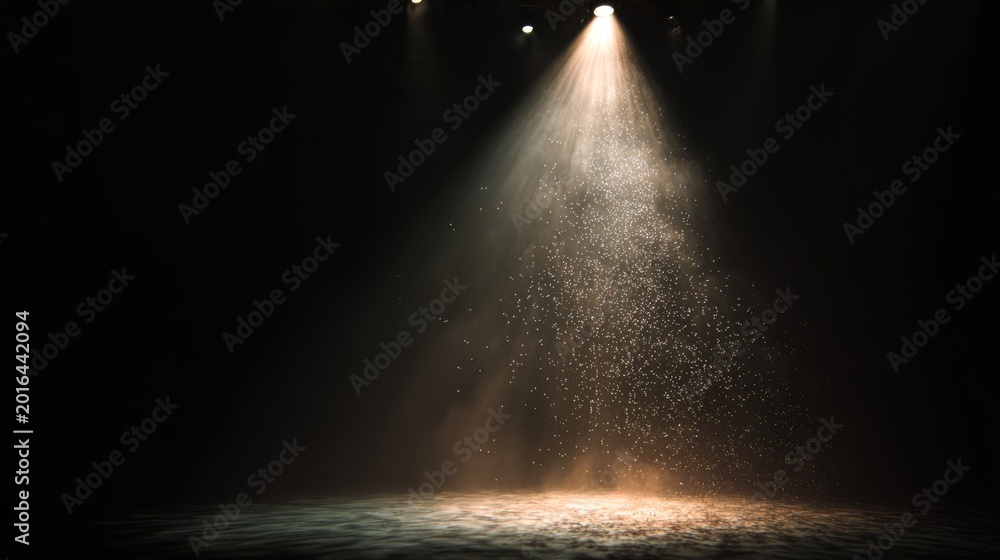 Single Spotlight Illuminating Floating Dust Particles in a Dark ...