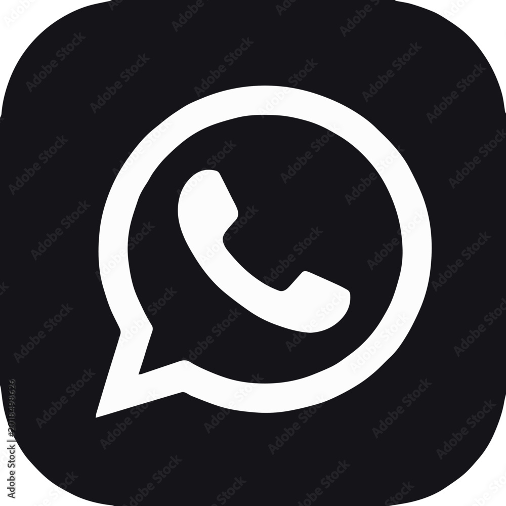 whatsapp logo icon black square rounded corner app symbol vector の ...