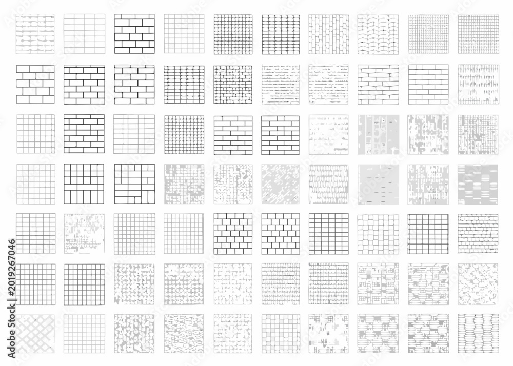 Fifty architectural patterns and textures in a grid concrete style ...