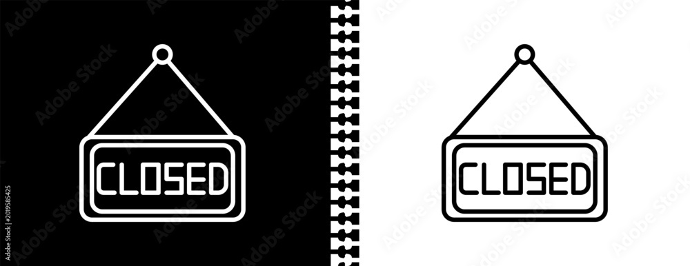 closed sign UI outline icon in black and white mode - bistro and ...