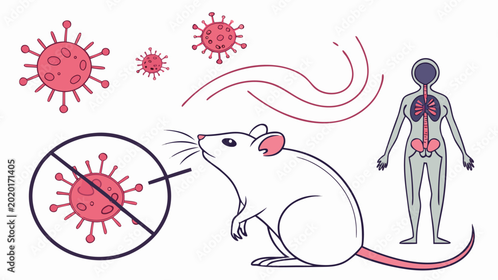 Hantavirus disease concept with infected rodents transmitting deadly ...