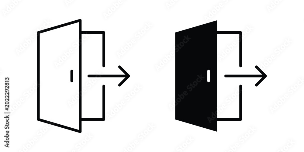 Exit icon pack in line art and flat design style の Stock ベクター | Adobe Stock