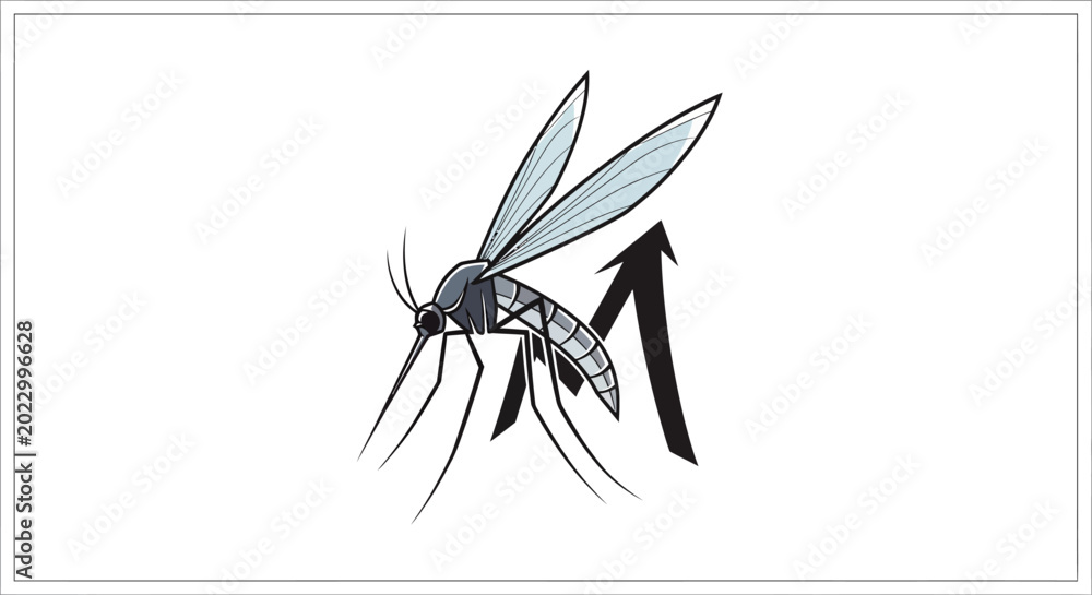 Vector-borne disease awareness symbol depicting a mosquito with an ...