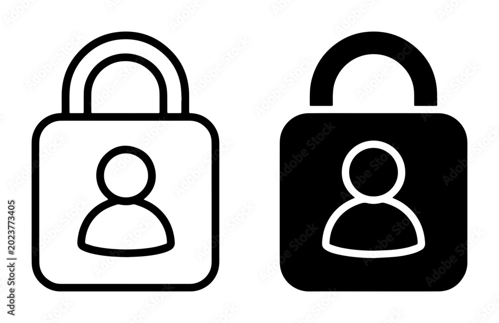 Security Lock Icons, Personal Data Protection Vector Set, User Account ...