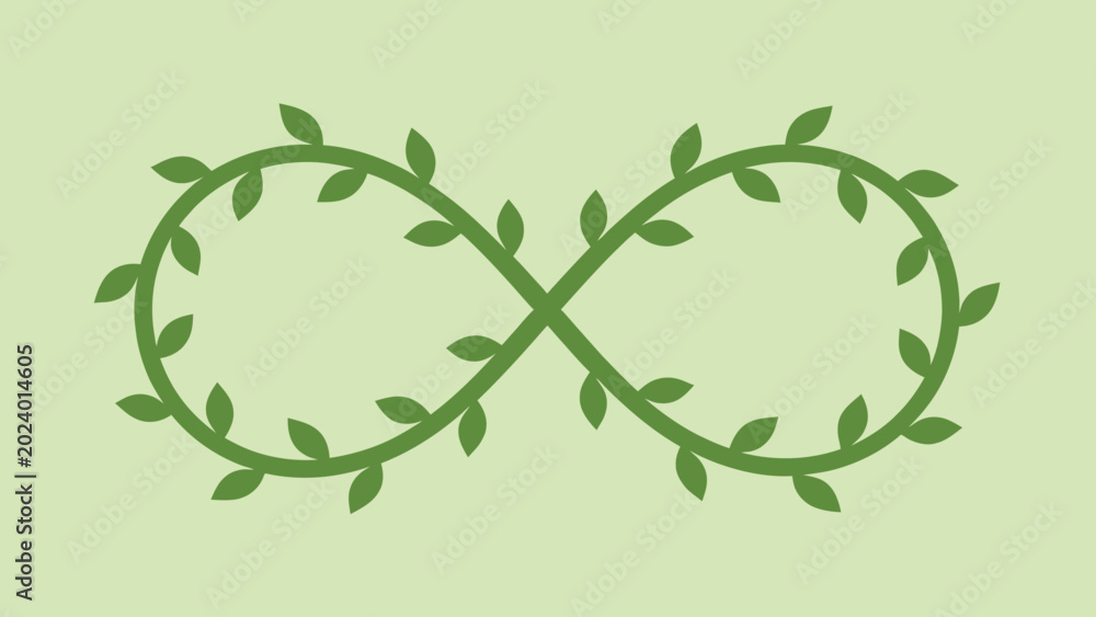 Stunning green infinity symbol made of leaves, conveying harmony and ...