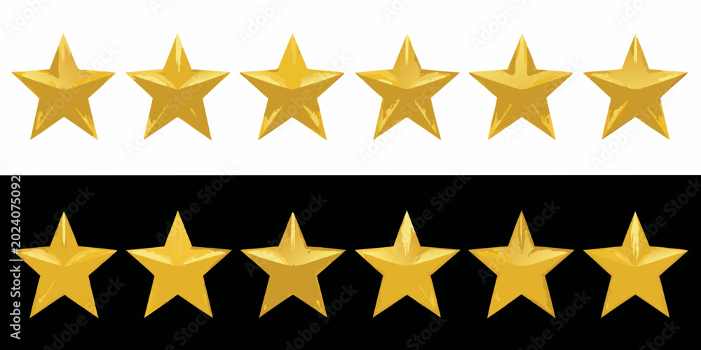Five gold stars on white and black backgrounds の Stock ベクター | Adobe Stock