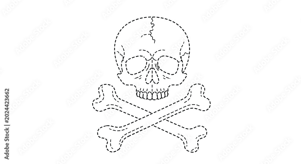 Pirate themed dotted line tracing worksheet featuring a skull and ...