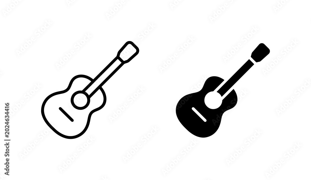 Acoustic Guitar Icons, Musical Instrument Vector Graphics, Simple ...
