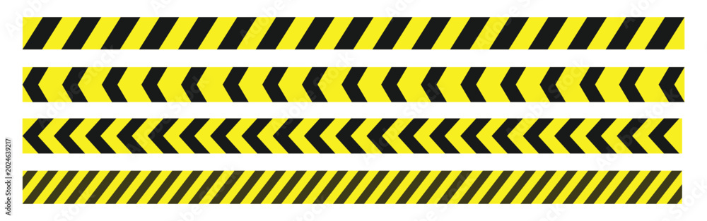 Set of yellow hazard stripes. Black hazard warning tape on white ...