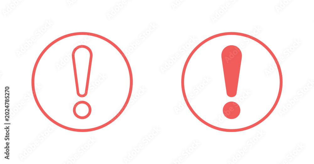 warning sign icons with exclamation points outlined and filled styles の ...