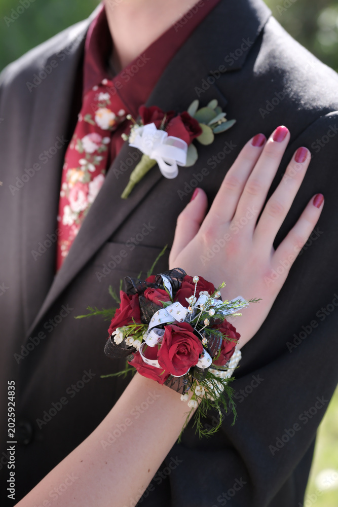 Couples High School Teens Dressed for Prom in Formal Gowns and Suits ...