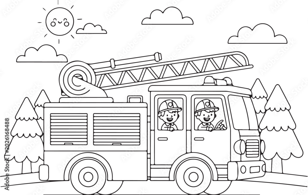 Vehicle or transport coloring page for kids and adults の Stock ベクター ...