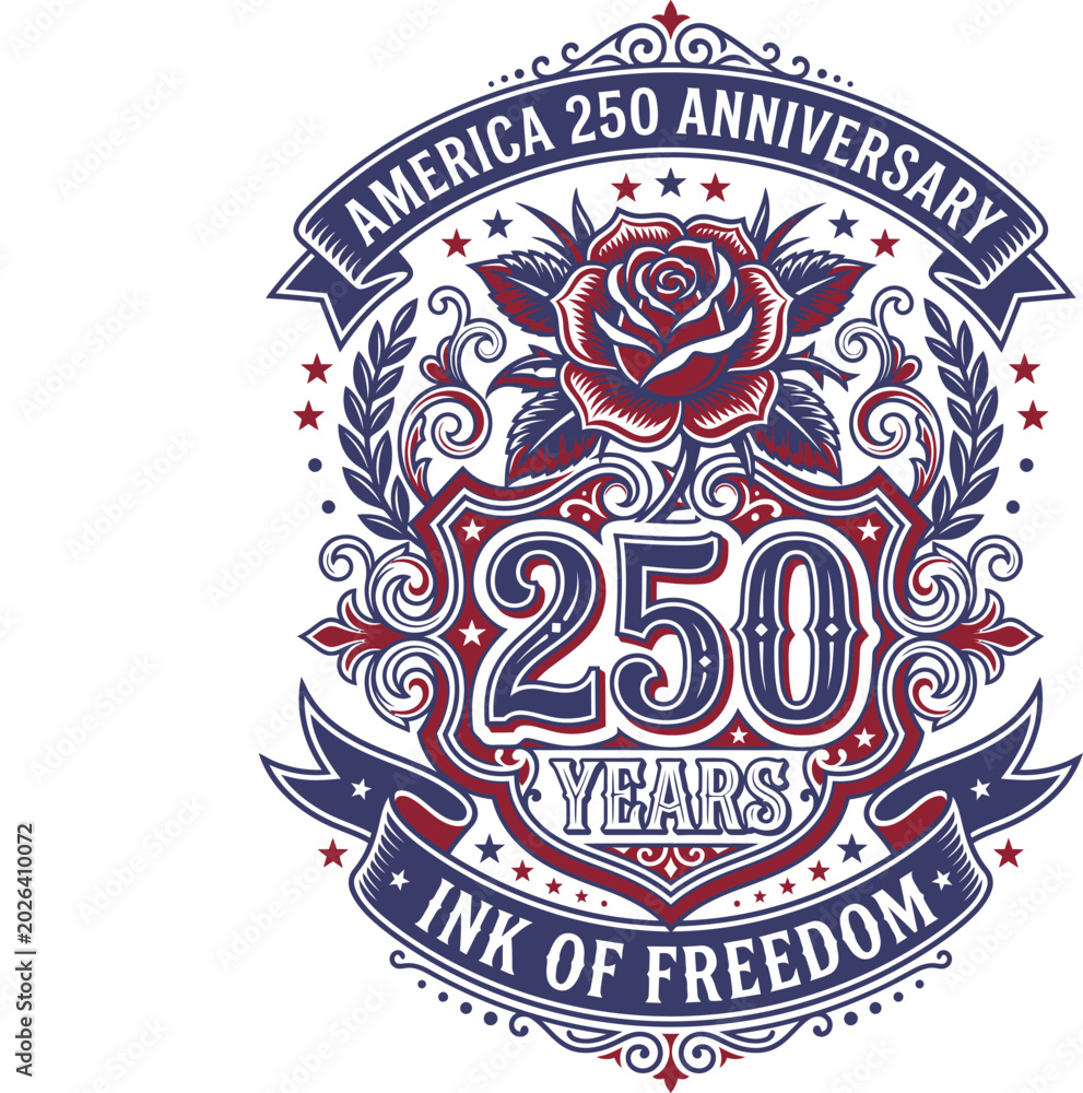 Image vectorielle Stock America 250 years anniversary ink of freedom ...