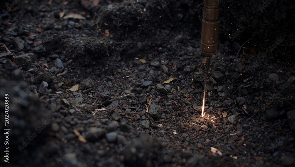 Drilling Core Sample Into Ground Close-Up, Earthy Textures, Precision ...