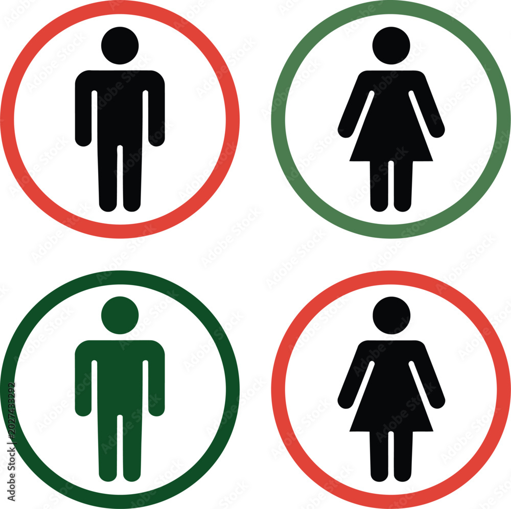 Gender icons, profile identification symbols representing male female ...