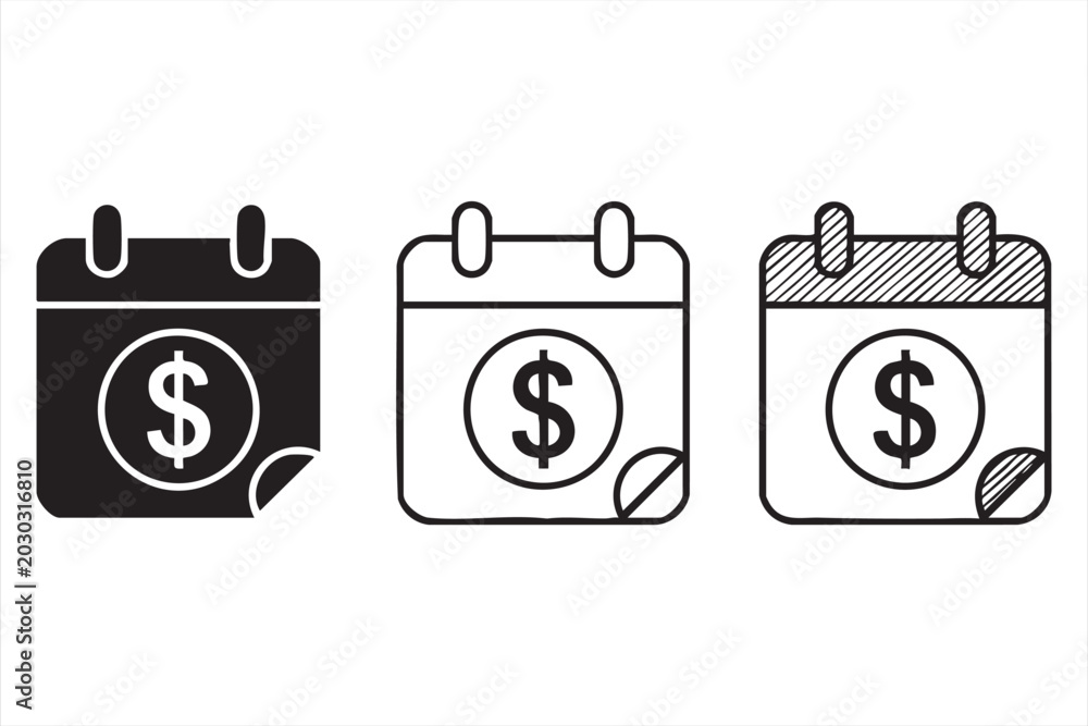 Vettoriale stock di Payment schedule icons with calendar and money for ...