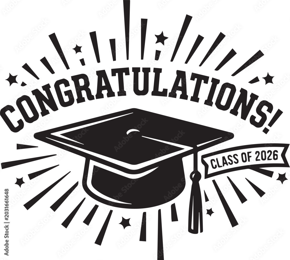 Congratulations Class of 2026 Graduation Cap Vector Logo の Stock ベクター ...