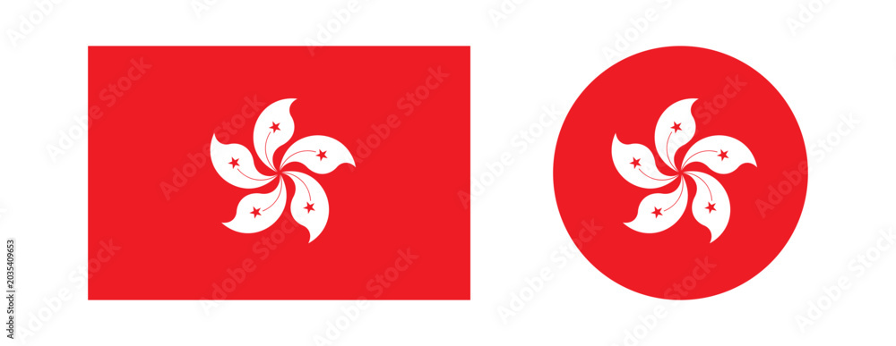 Hong Kong flag badge, button. Regional Flag of Hong Kong icon, sticker ...