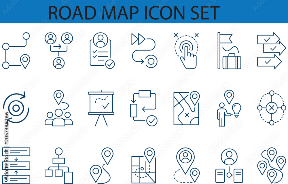 Roadmap Linear Icon Collection – Editable Stroke Business Planning ...