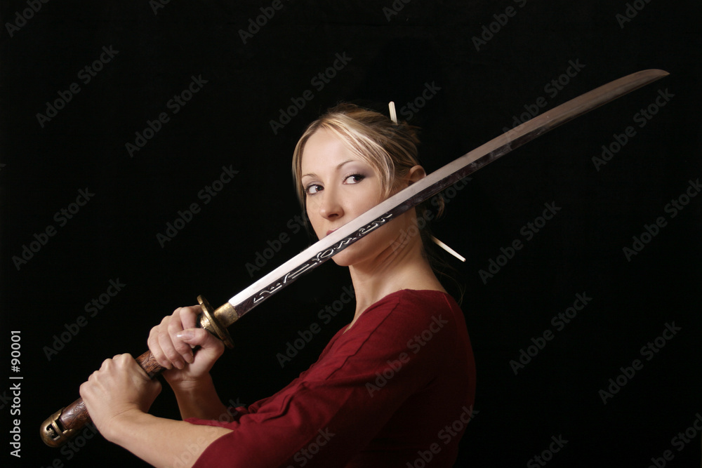 female with a samurai sword Stock Photo | Adobe Stock