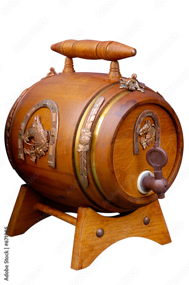 antique wooden small beer barrel retro object isolated Stock Photo ...