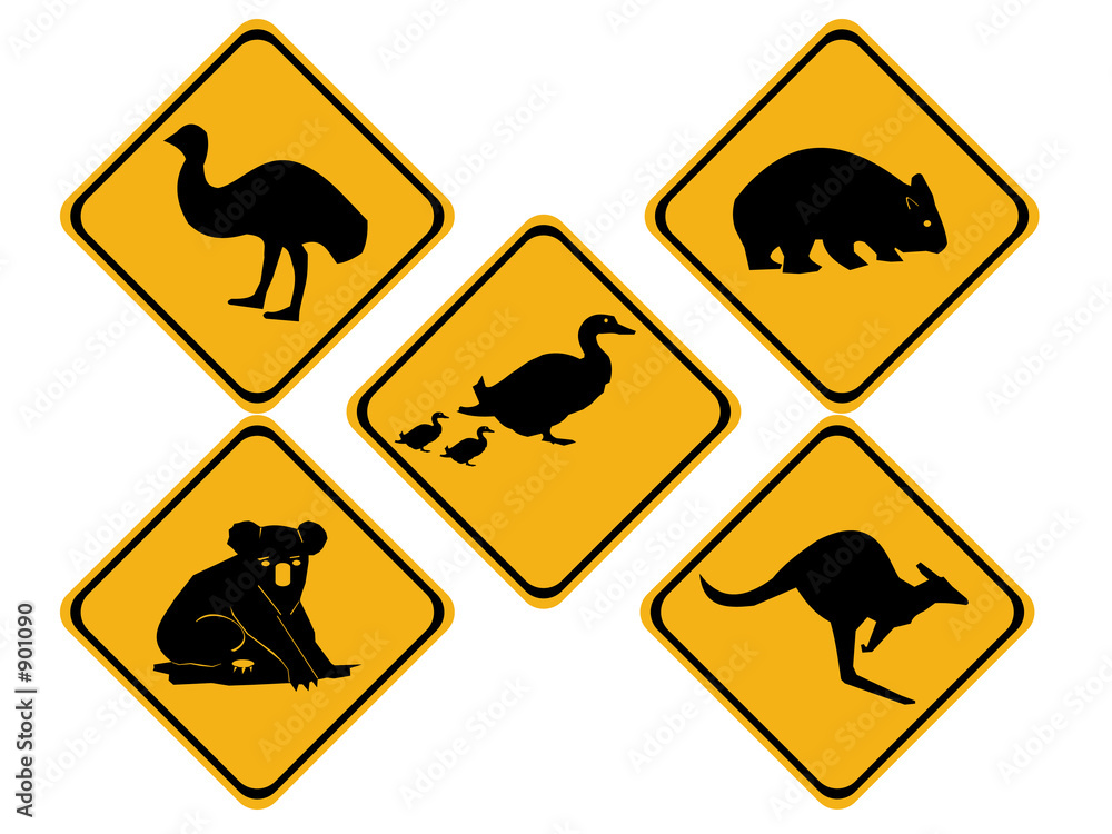 australian wildlife road signs Stock Illustration | Adobe Stock