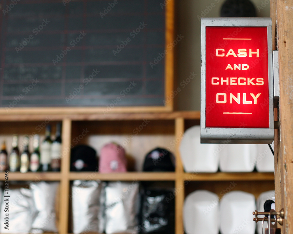 cash & checks only foto de Stock | Adobe Stock