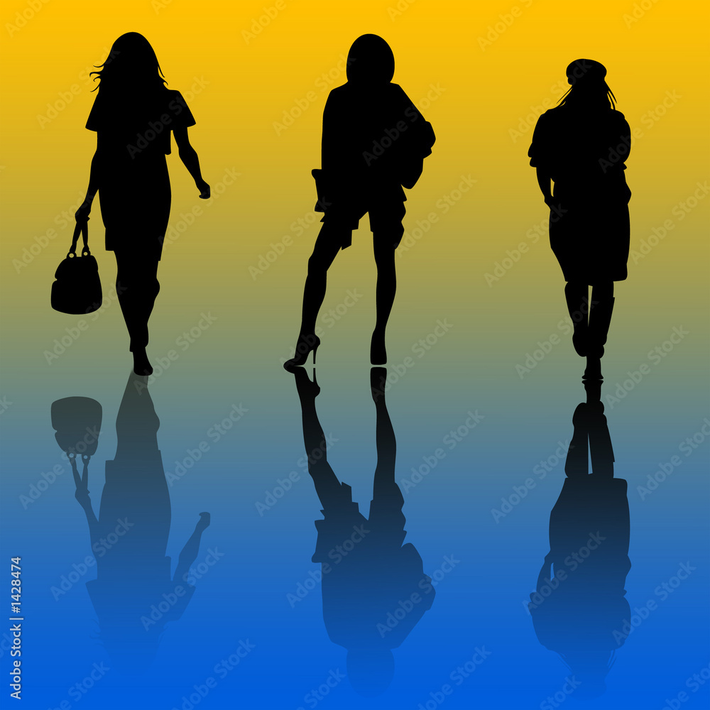 silhouette women in a fashion show (see my portfol Stock Illustration ...