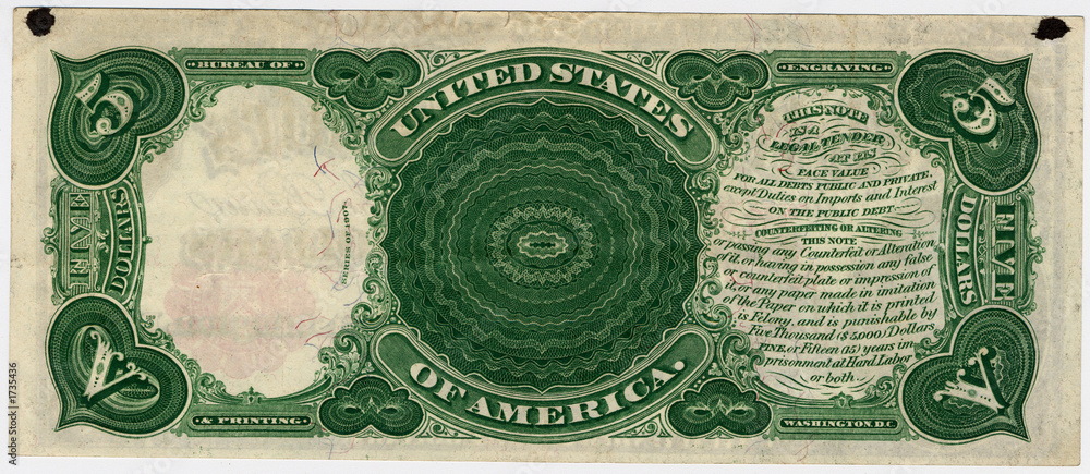 Photo & Art Print vintage five dollar bill, grafficx Photo & Art Print vintage five dollar bill, grafficx
