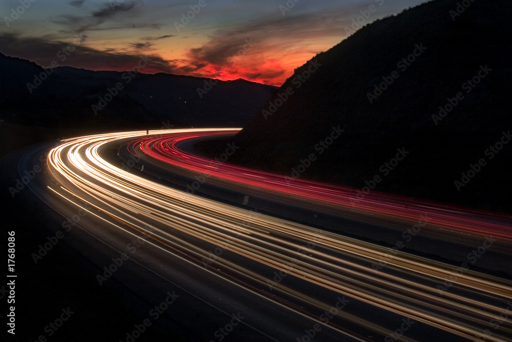 freeway sunset Stock Photo | Adobe Stock