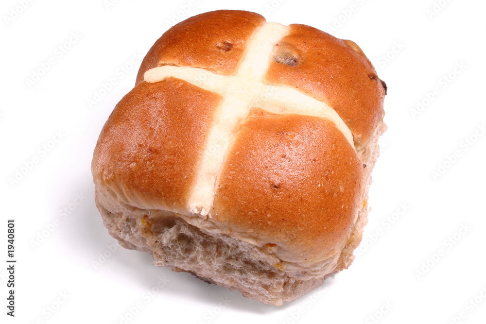 an easter hot cross bun. Stock Photo | Adobe Stock