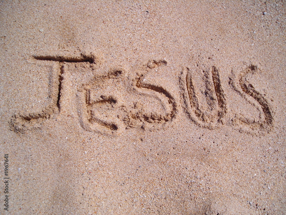 jesus written on sand Stock Photo | Adobe Stock