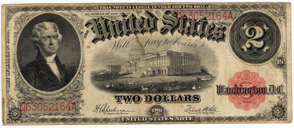 vintage two dollar bill 1917 Stock Photo | Adobe Stock