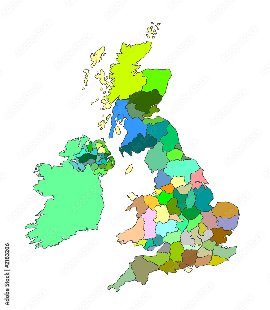 map of british counties Stock Illustration | Adobe Stock