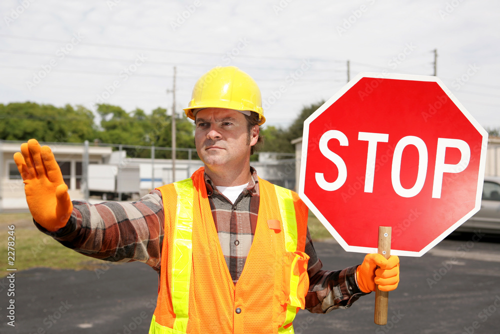 construction crew stop sign Stock Photo | Adobe Stock