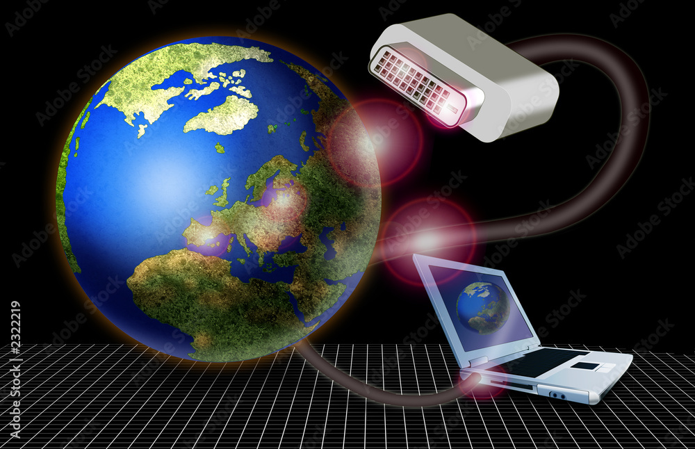 laptop connecting to a globe 4 Stock Illustration | Adobe Stock