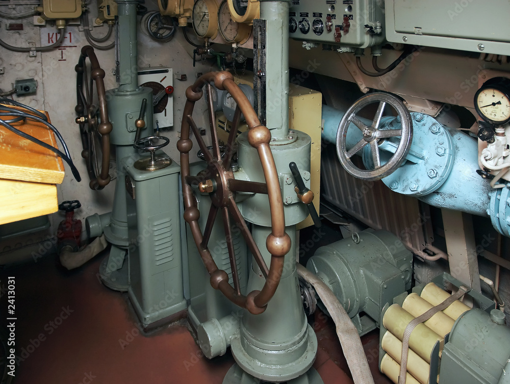 management of horizontal rudders of a submarine Stock Photo | Adobe Stock