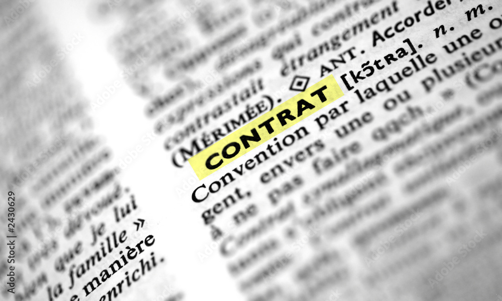 définition de "contrat" dans un dictionnaire Stock Photo | Adobe Stock