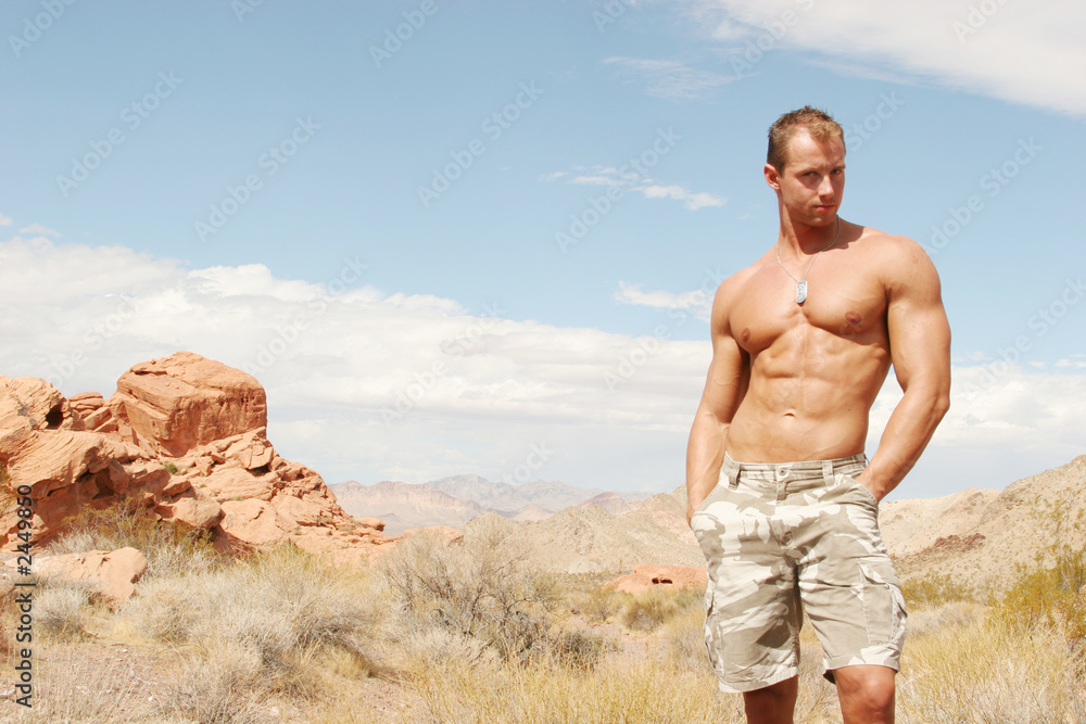 muscular man in shorts Stock Photo | Adobe Stock
