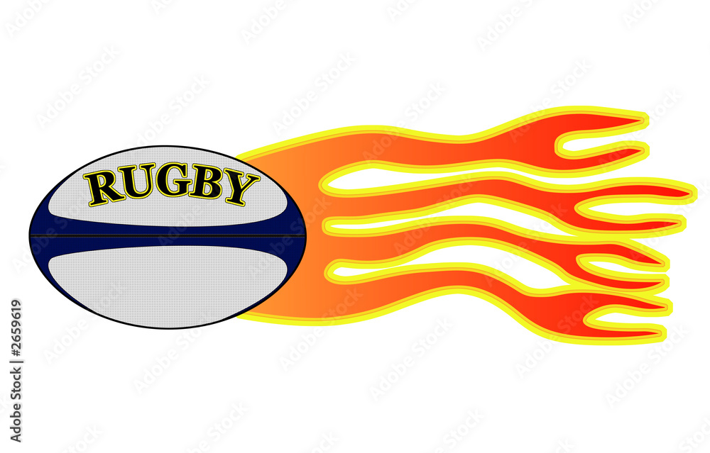rugby ball on fire with rugby marking Stock Illustration | Adobe Stock