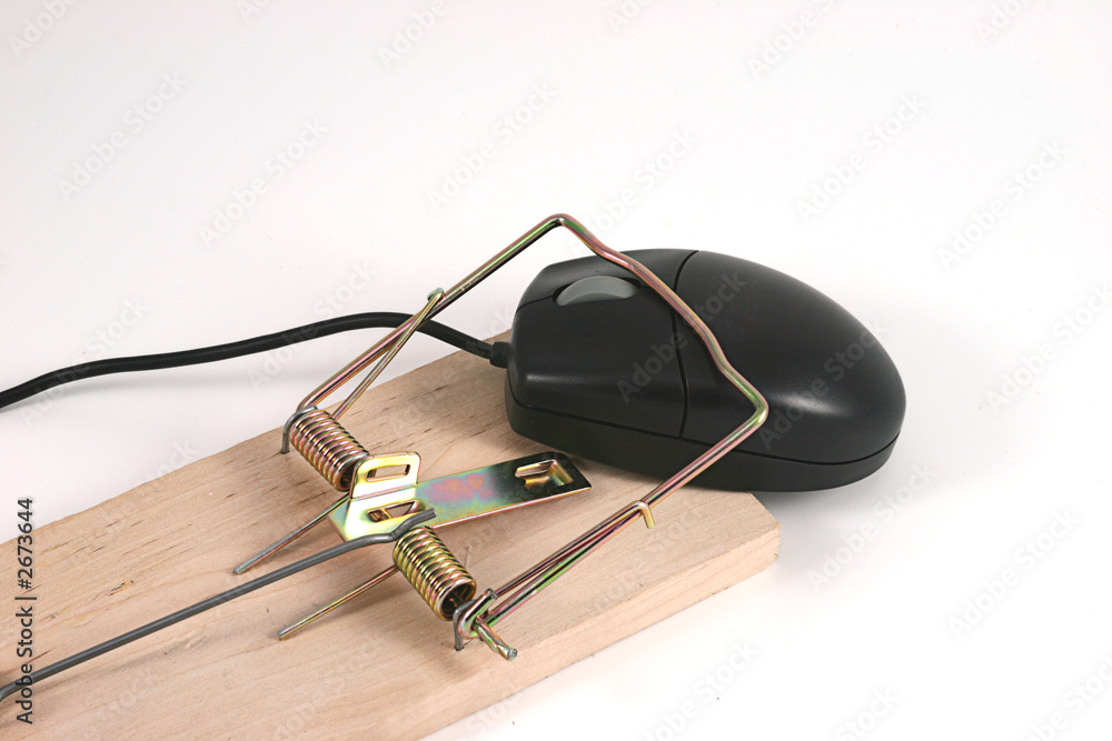 black computer mouse caught in a mouse trap Stock Photo | Adobe Stock