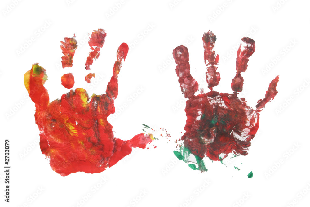 children’s hand prints Stock Photo | Adobe Stock