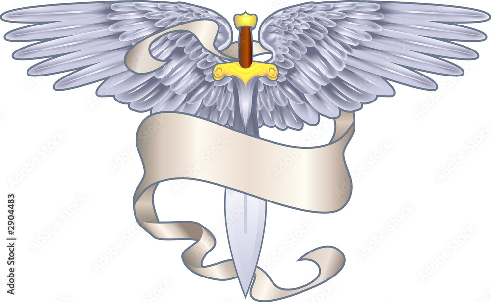 winged sword heraldic element Stock Photo | Adobe Stock