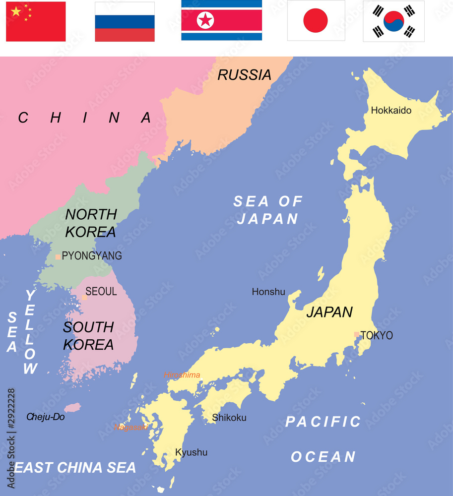 korea map illustration Stock Photo | Adobe Stock
